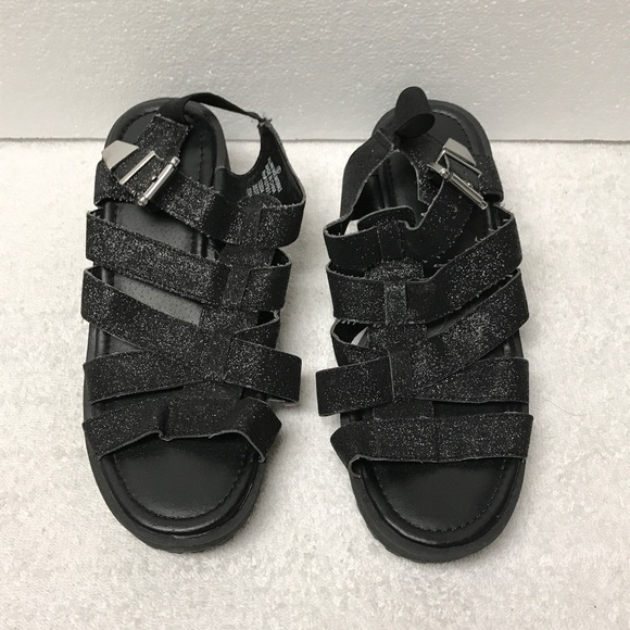 Justice | Shoes | Justice Girls Black Glitter Platform Sanda | Poshmark